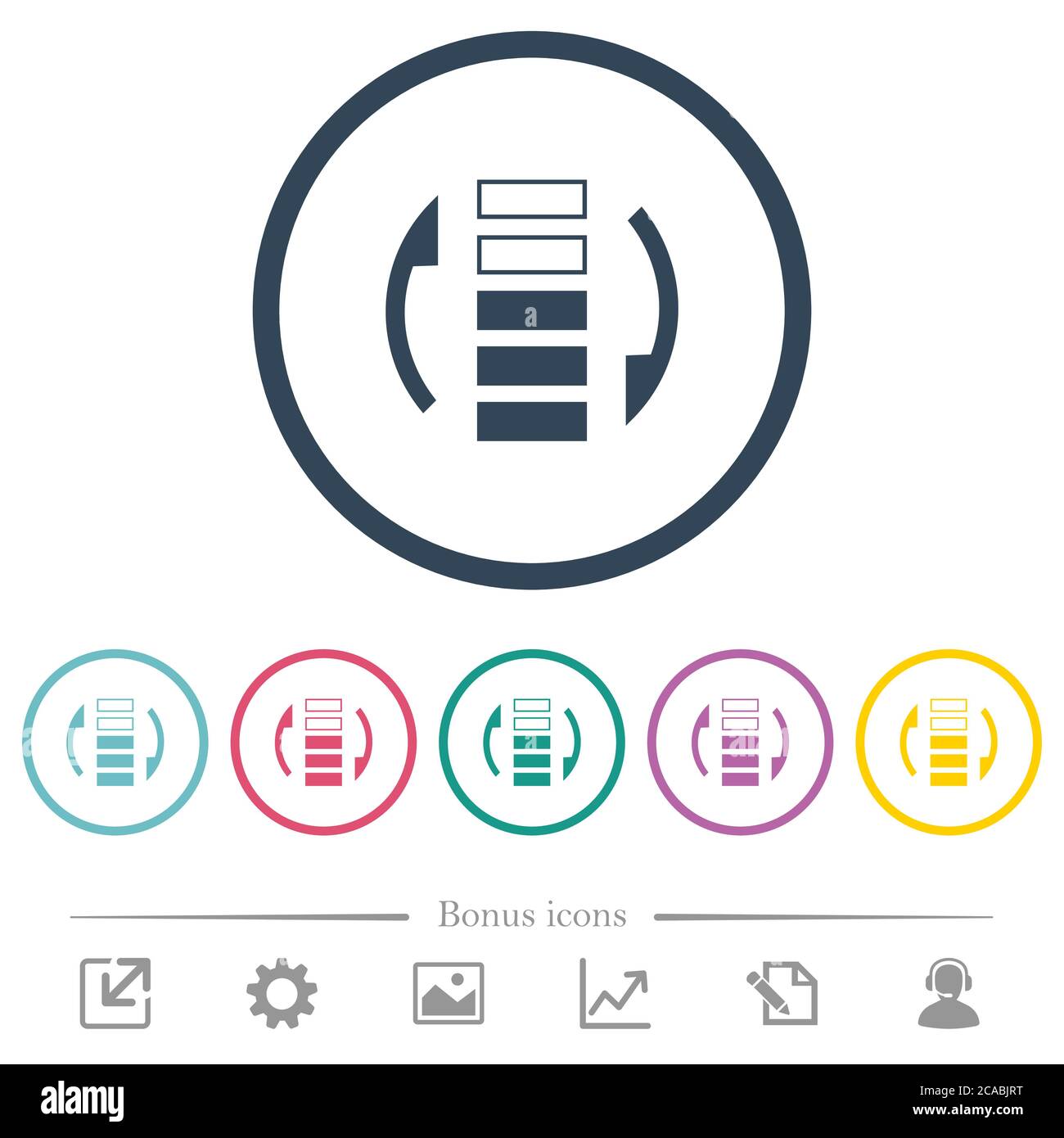 Refresh rate flat color icons in round outlines. 6 bonus icons included ...