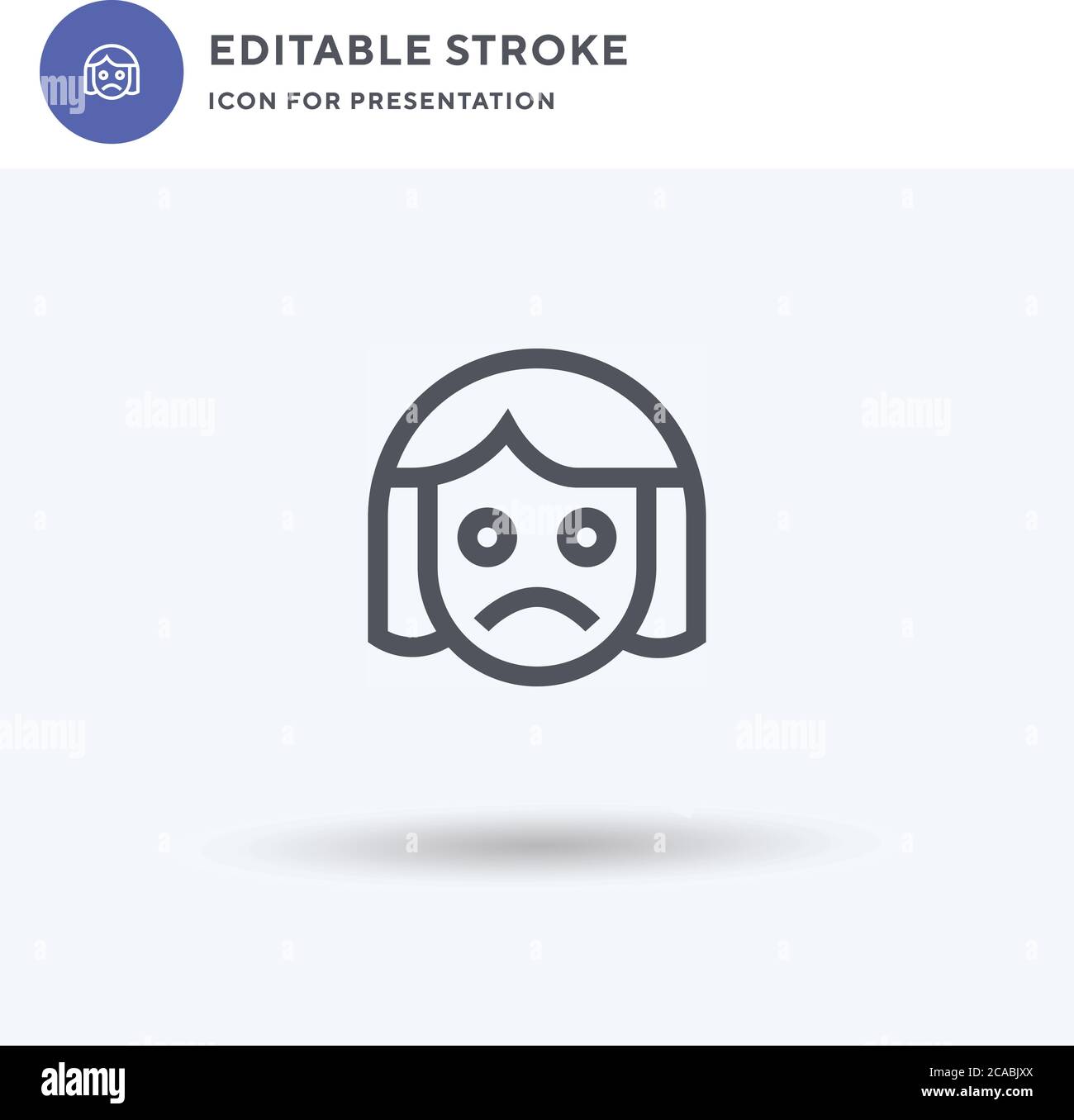 Sad icon vector, filled flat sign, solid pictogram isolated on white ...