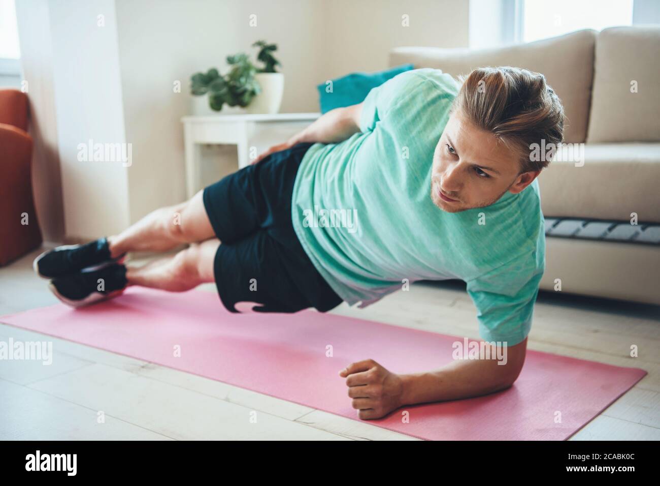 Side Plank Man Exercise High Resolution Stock Photography and Images ...