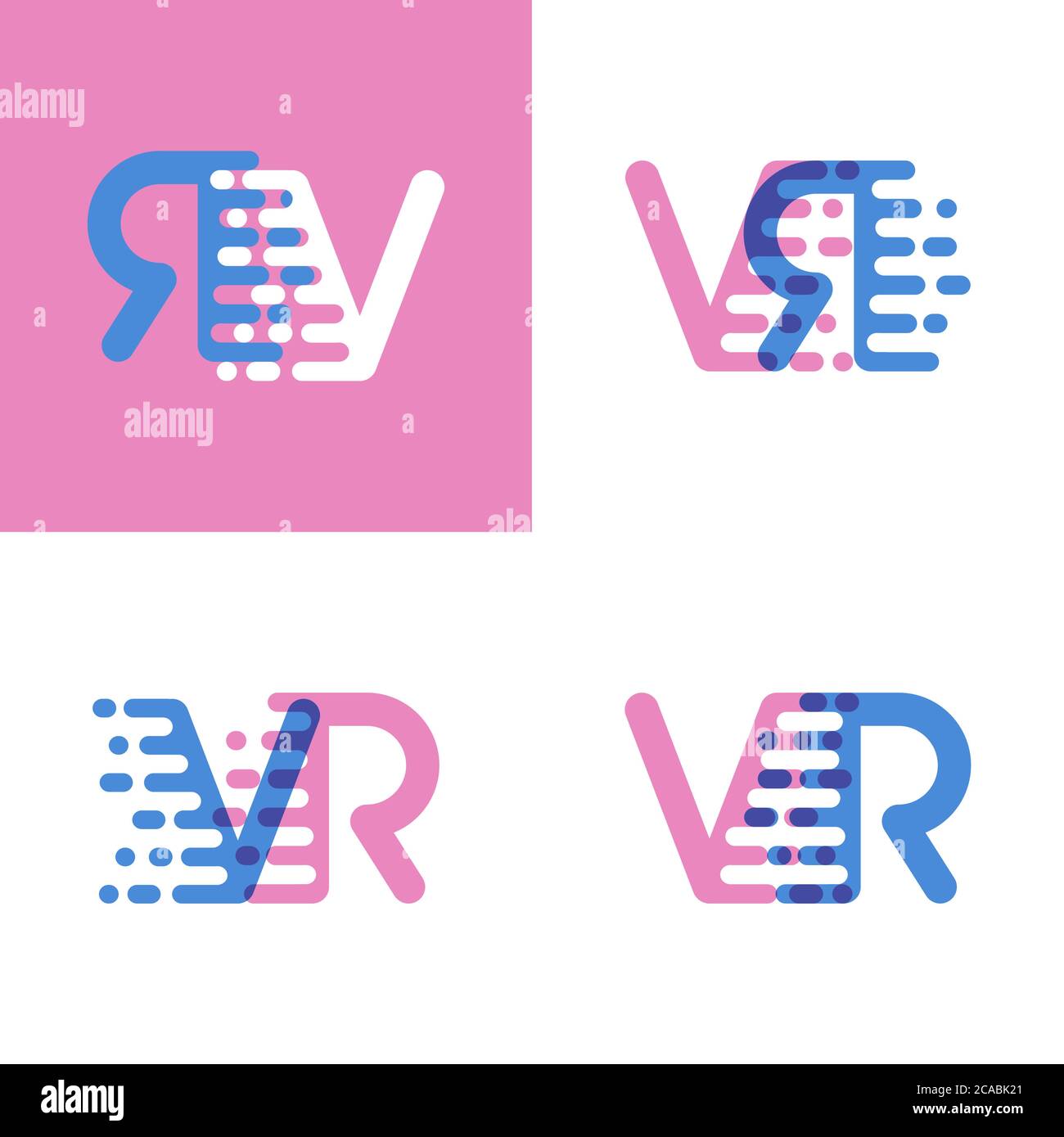 VR letters logo with accent speed soft pink and soft blue Stock Vector ...
