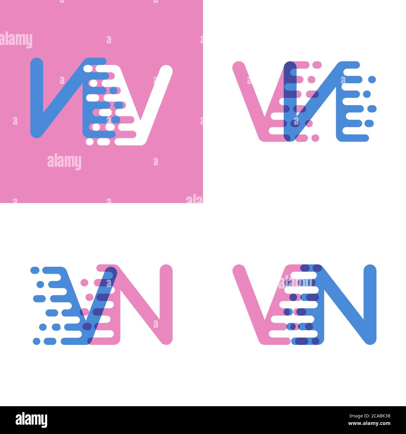 VN letters logo with accent speed soft pink and soft blue Stock Vector ...