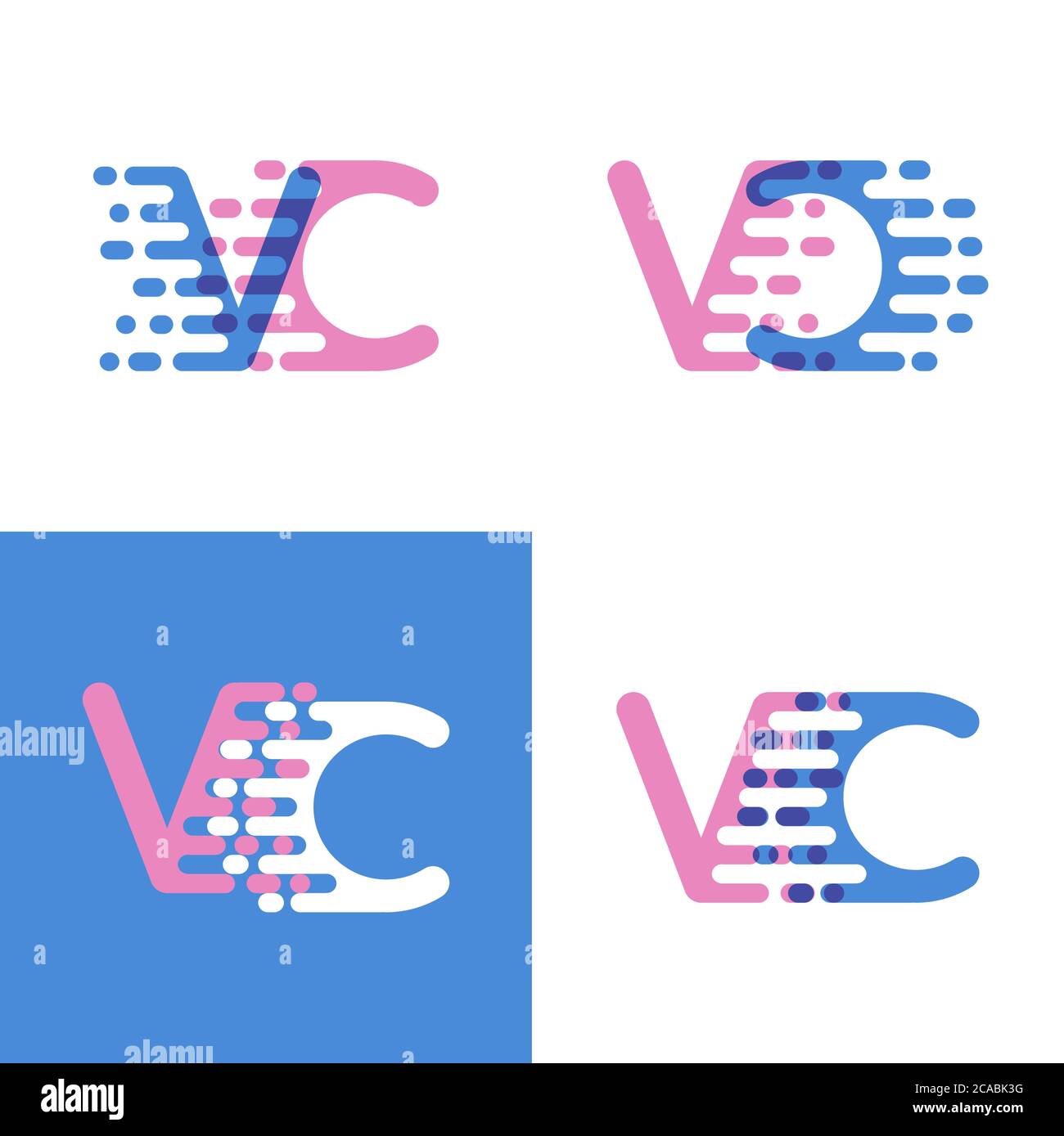 VC letters logo with accent speed soft pink and soft blue Stock Vector ...
