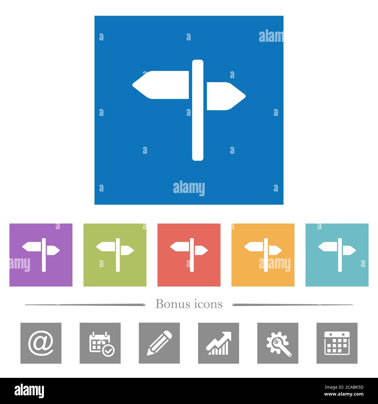 Signpost flat white icons in square backgrounds. 6 bonus icons included ...