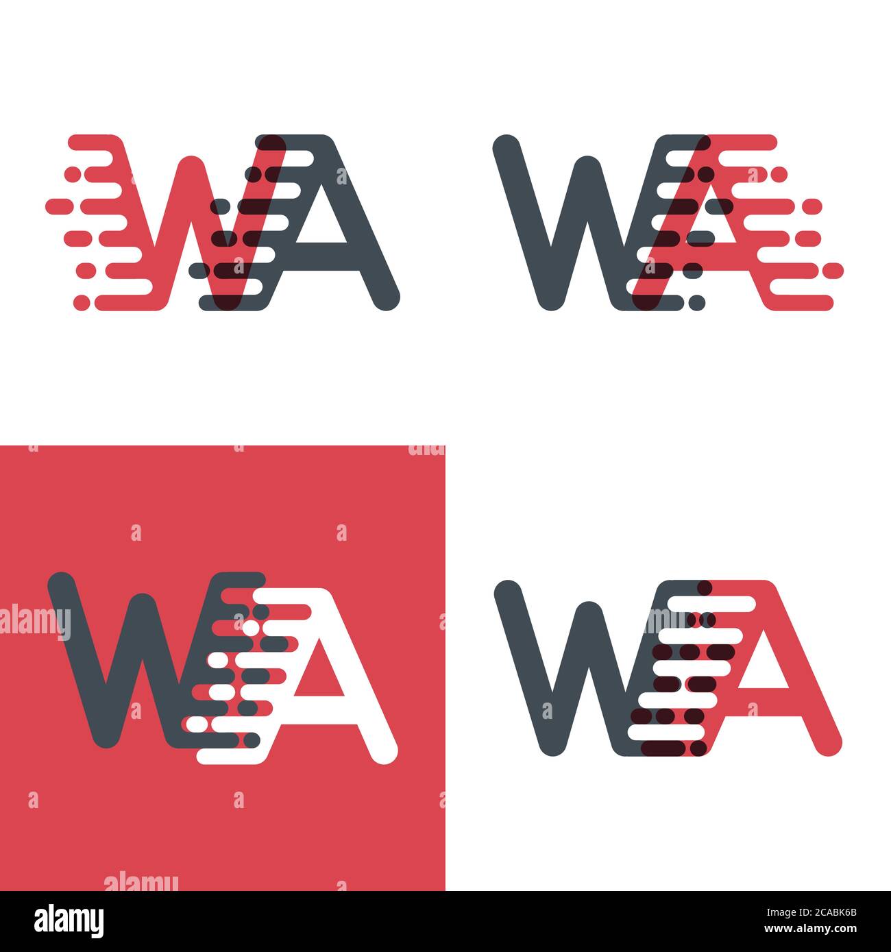 WA letters logo with accent speed pink and dark gray Stock Vector Image ...