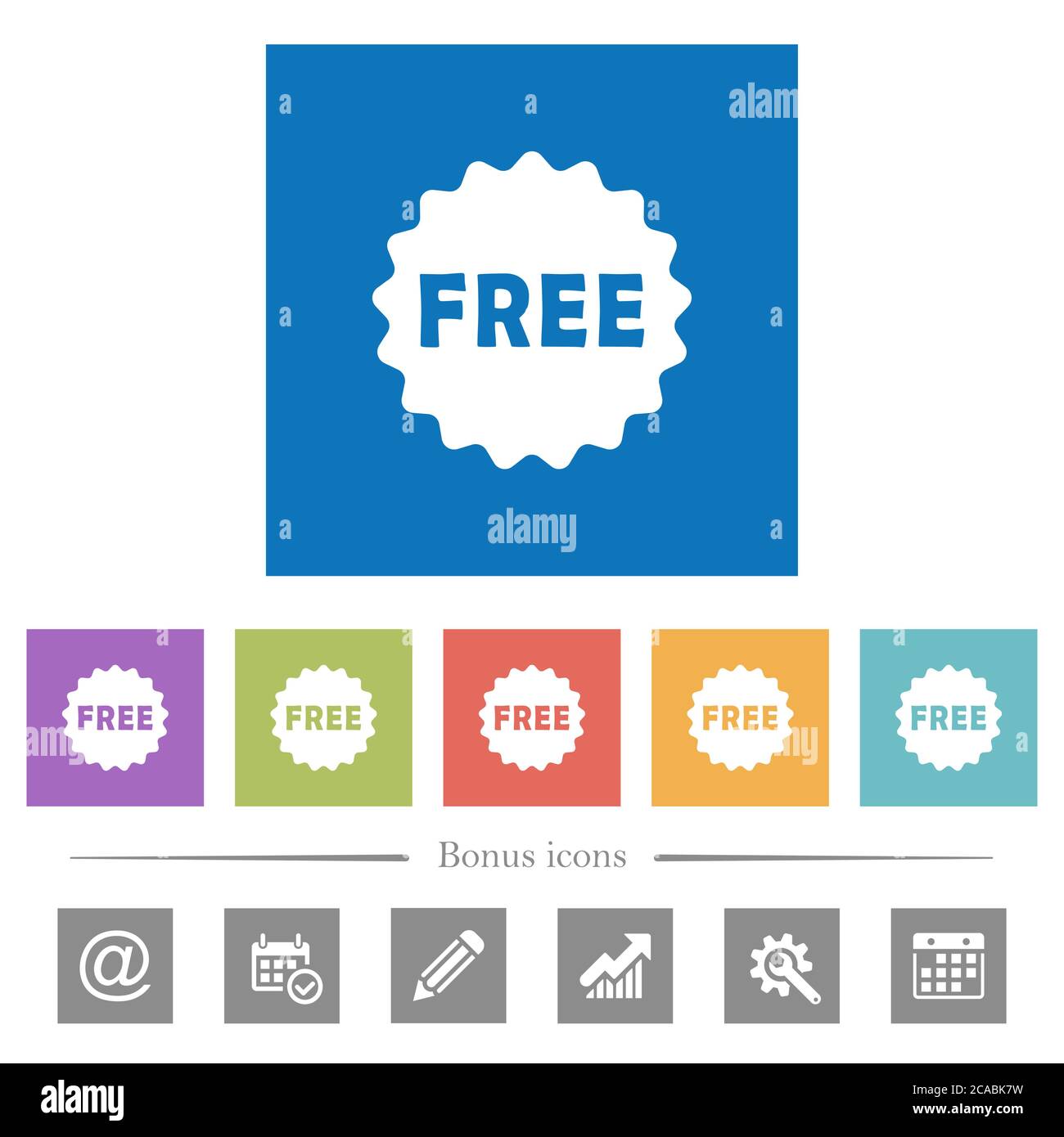 Free sticker flat white icons in square backgrounds. 6 bonus icons ...