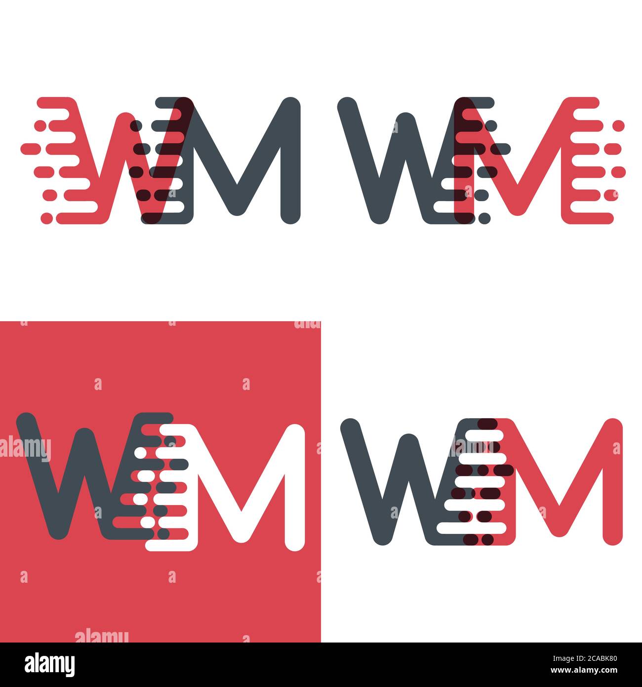 WM letters logo with accent speed pink and dark gray Stock Vector Image ...