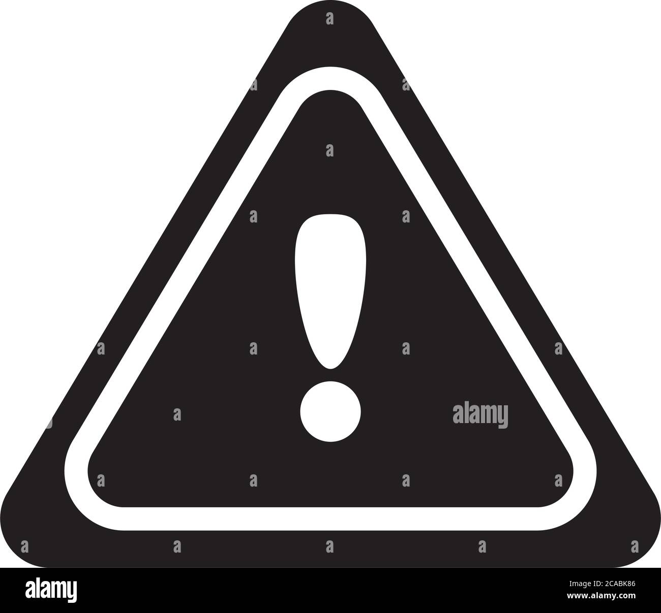 warning sign icon over white background, silhouette style, vector ...