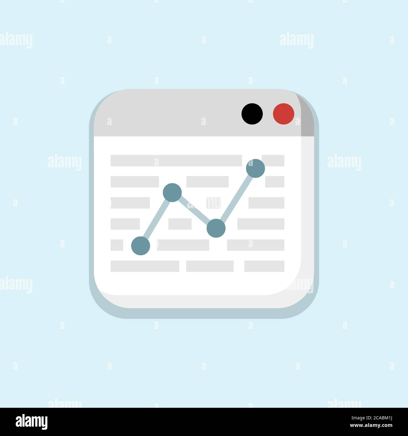Graphics, diagrams, data, balance sheets window in blue icon Stock ...