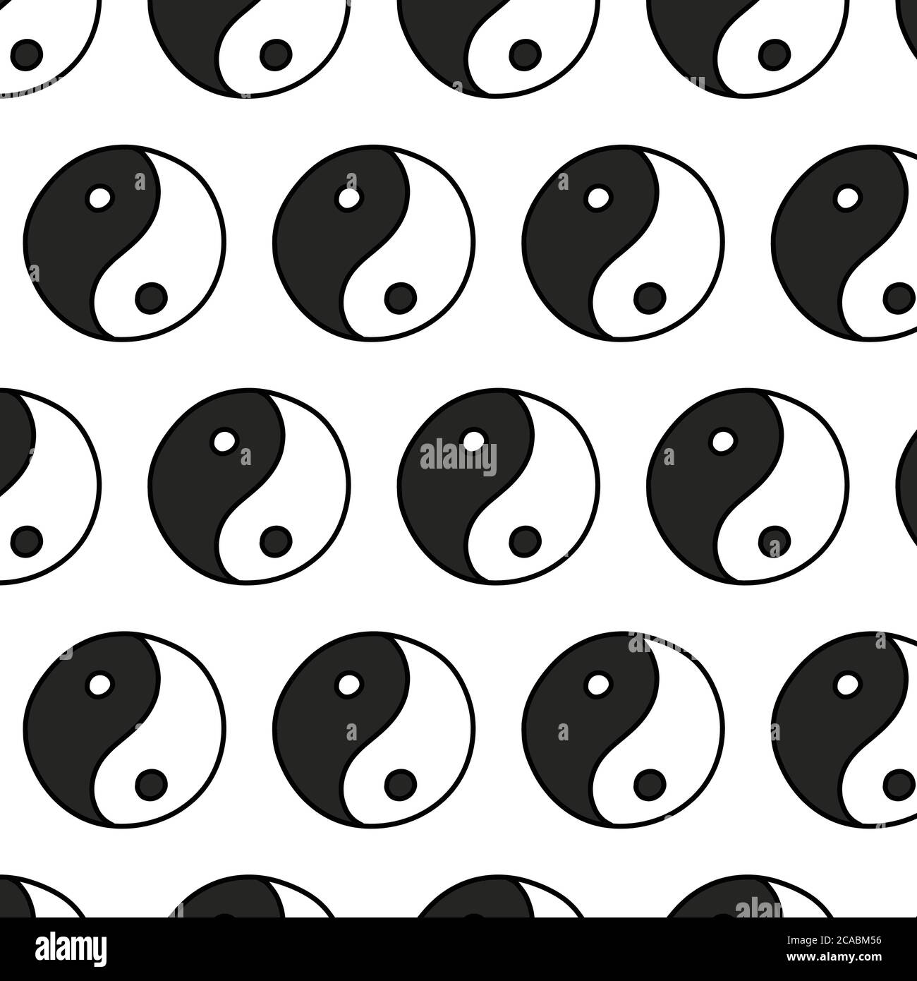 yin yang symbol seamless doodle pattern, vector illustration Stock ...