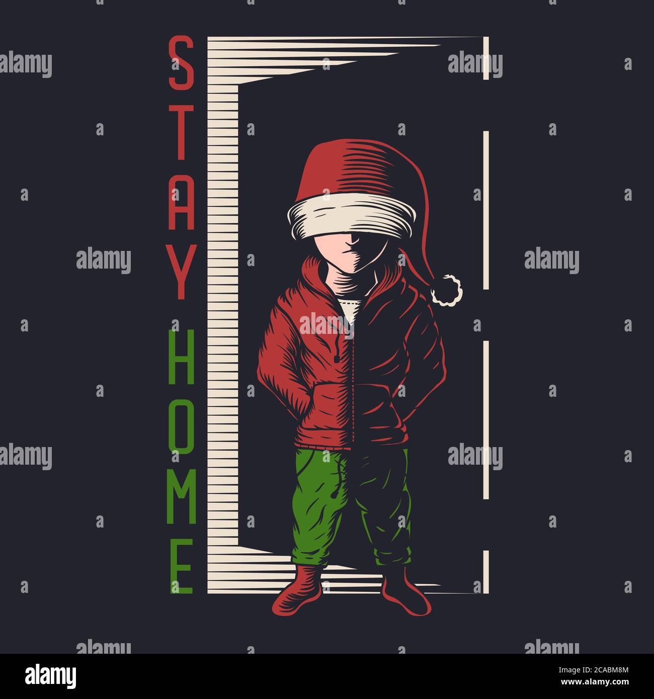Kids stay home christmas vector illustration for your company or brand ...