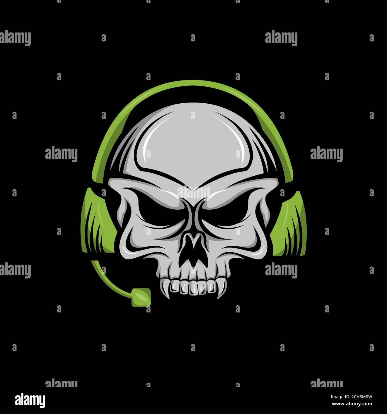 skull headphone head amazing design for your company or brand Stock ...