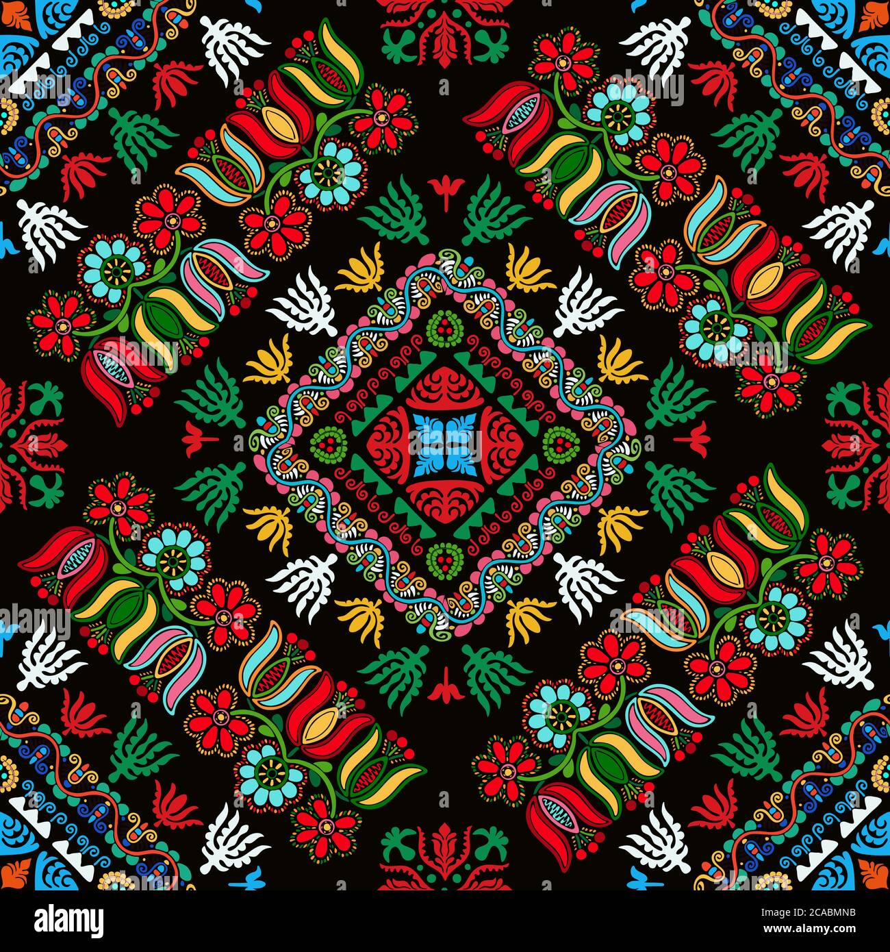 Seamless pattern design inspired by traditional Hungarian embroidery ...