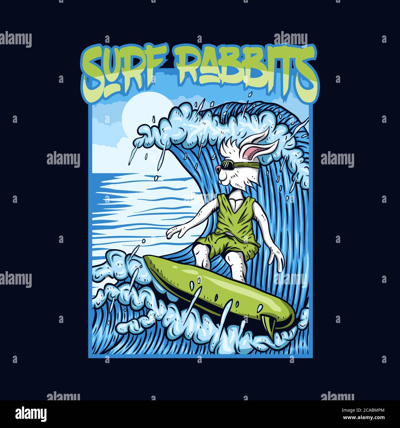 surf rabbits vector illustration for your company or brand Stock Vector ...