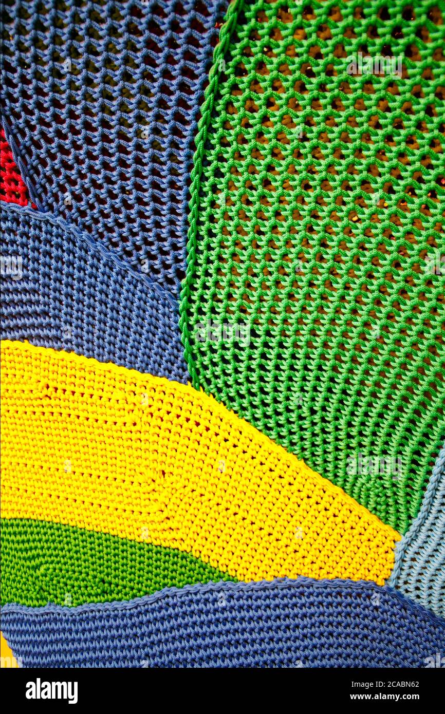 Crochet pattern, a close up of a simple colorful knitting pattern for ...