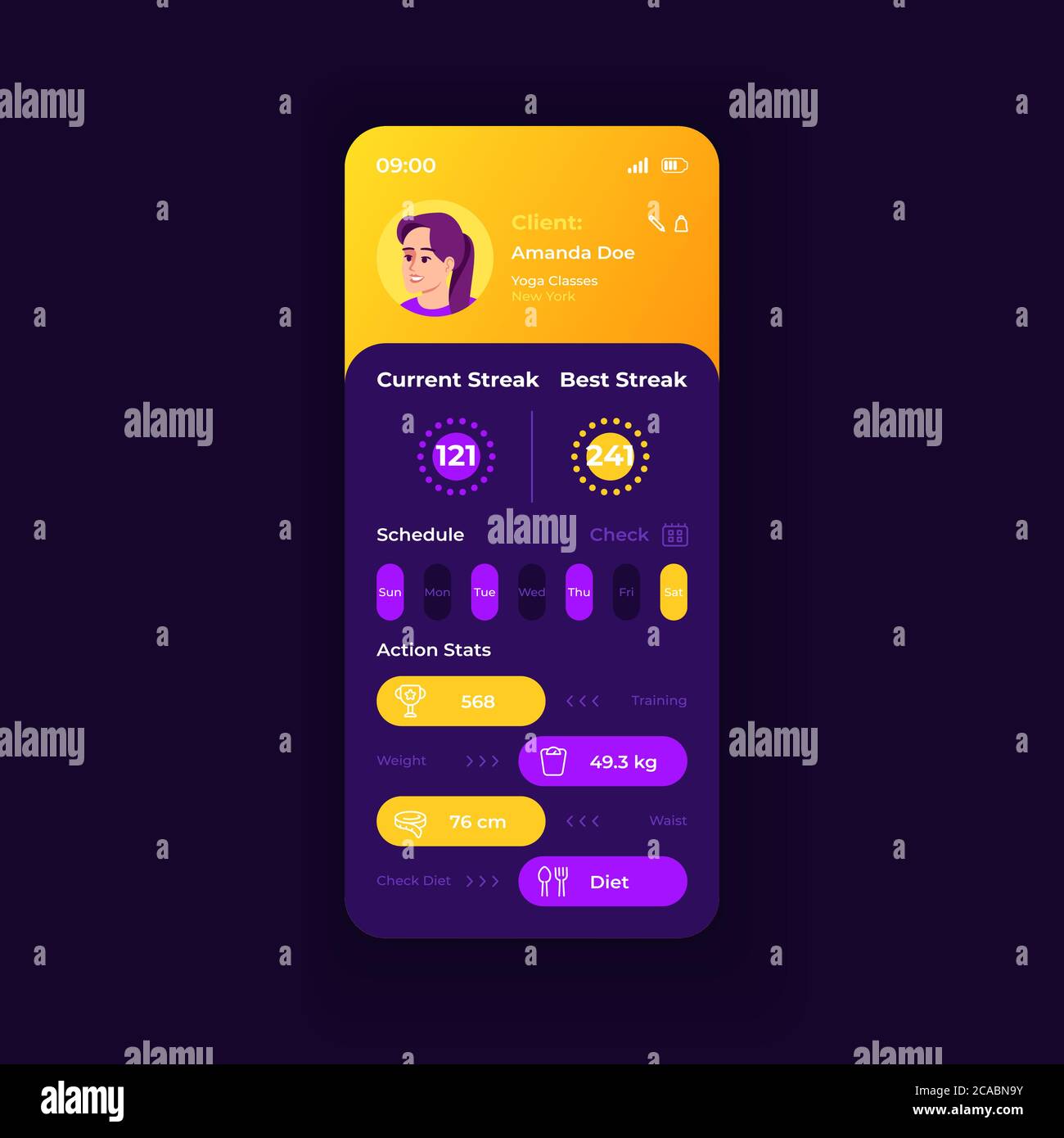 Gym owners and coachers app smartphone interface vector template ... Gym owners and coachers app smartphone interface vector template ...