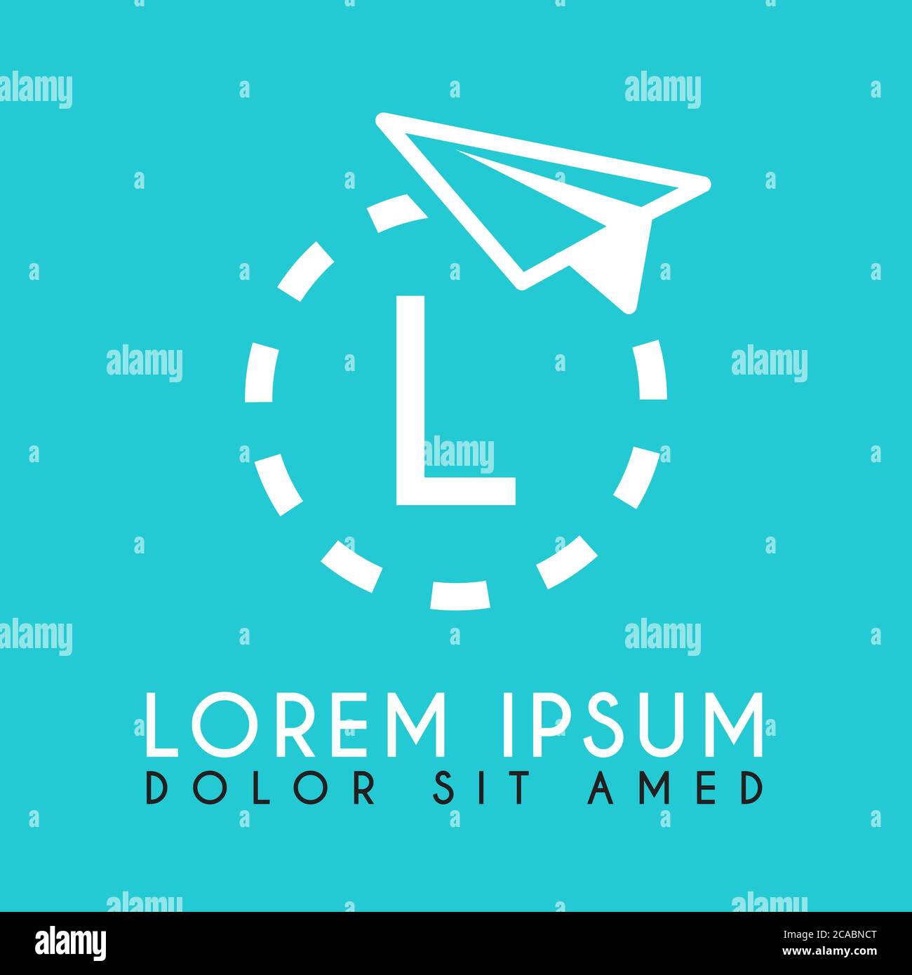 white paper plane logo with the letter L in the middle and the dashed ...