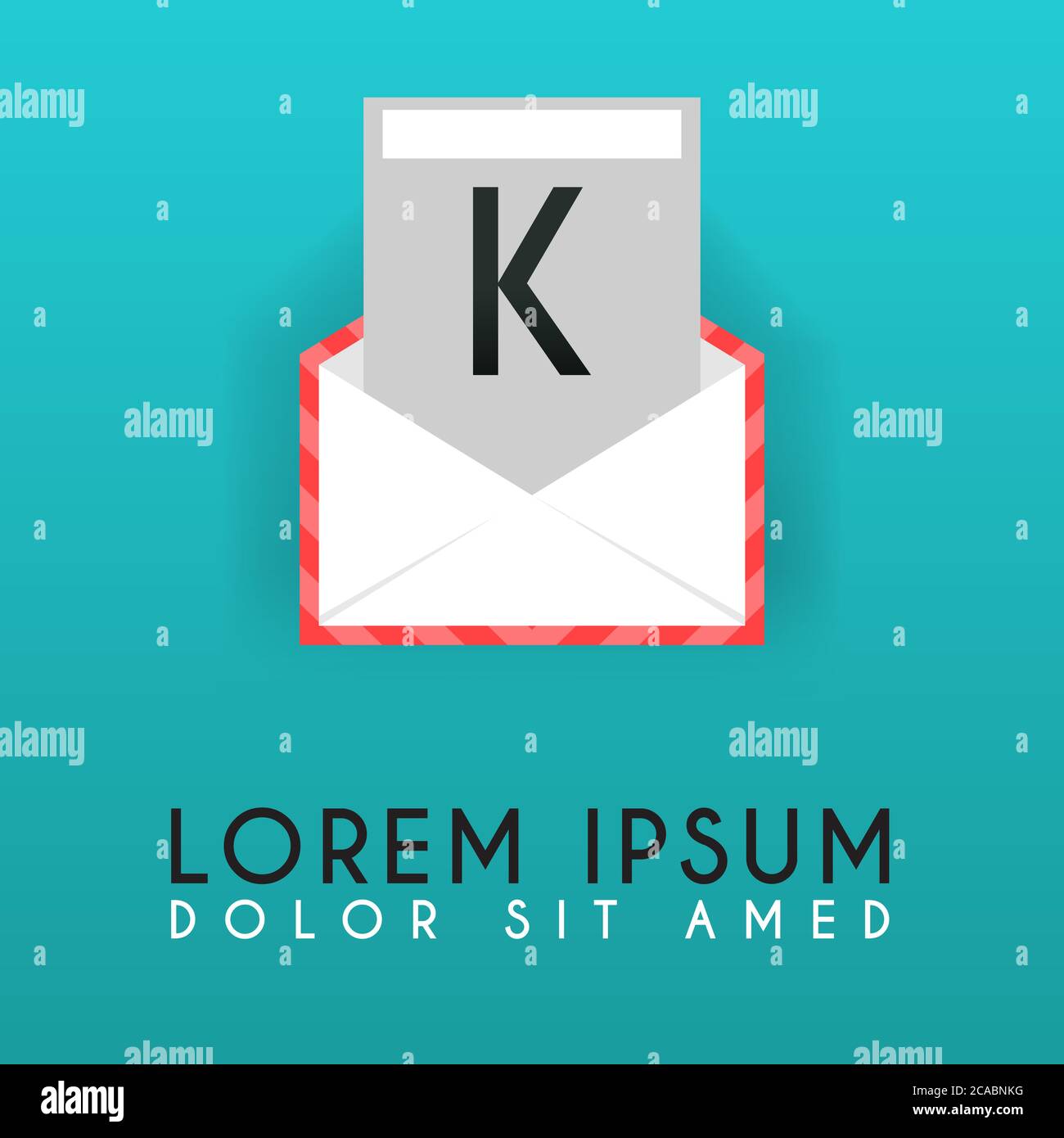 K flat mail, email logo design, K logo latter idea inspiration Stock ...