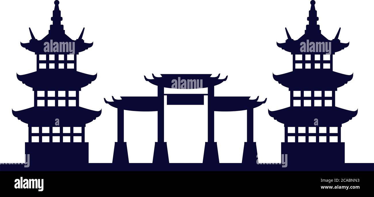 japanese archs and castles monuments architecture iconvector ...