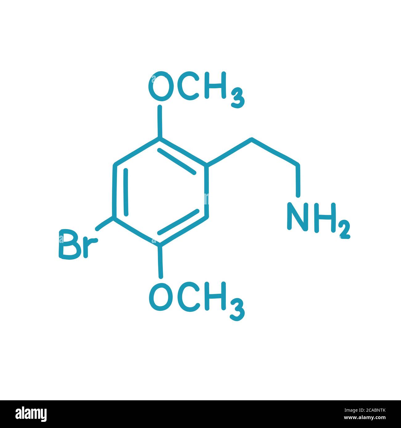 2C-B chemical formula doodle icon, vector color illustration Stock ...