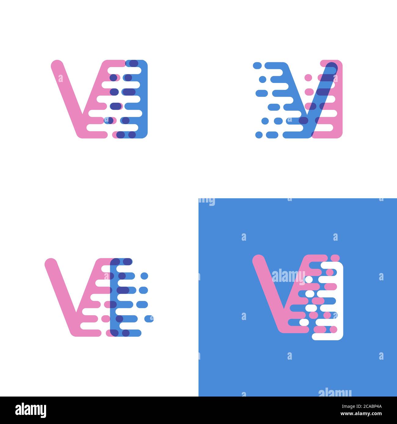 VI letters logo with accent speed soft pink and soft blue Stock Vector ...