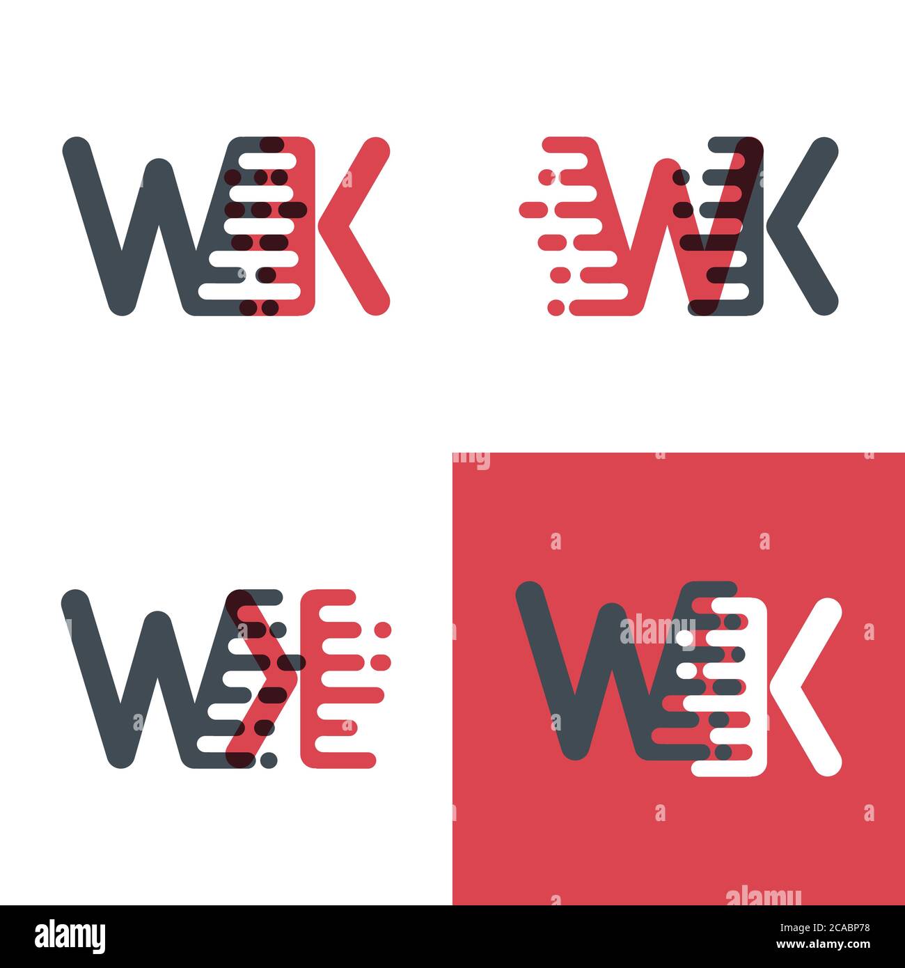 WK letters logo with accent speed pink and dark gray Stock Vector Image ...