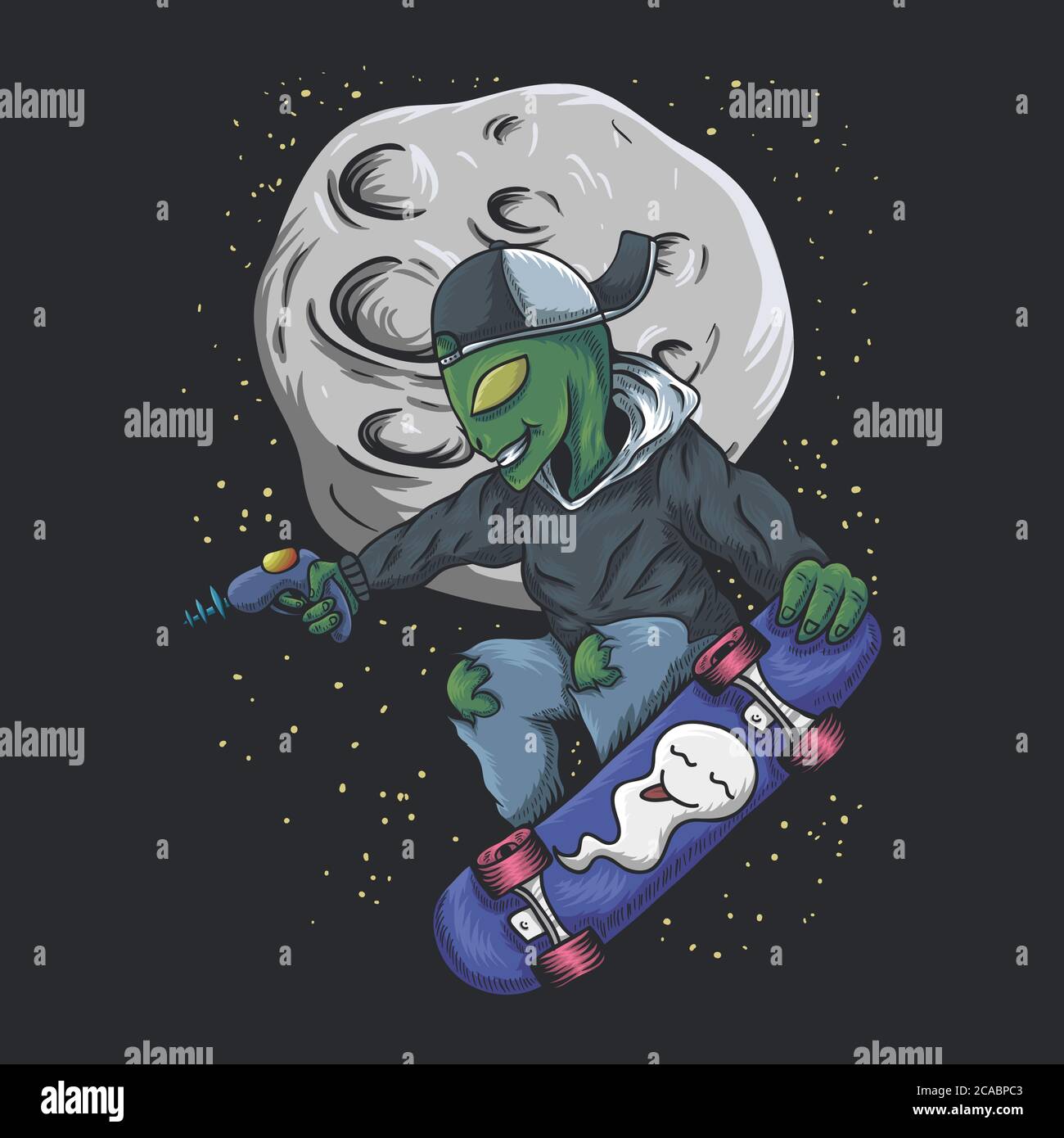 alien skateboard vector illustration for your company or brand Stock ...