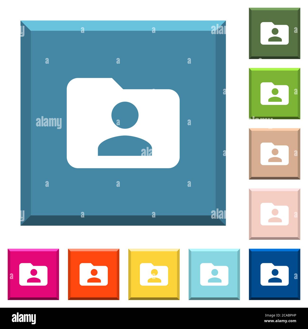 Folder owner white icons on edged square buttons in various trendy ...