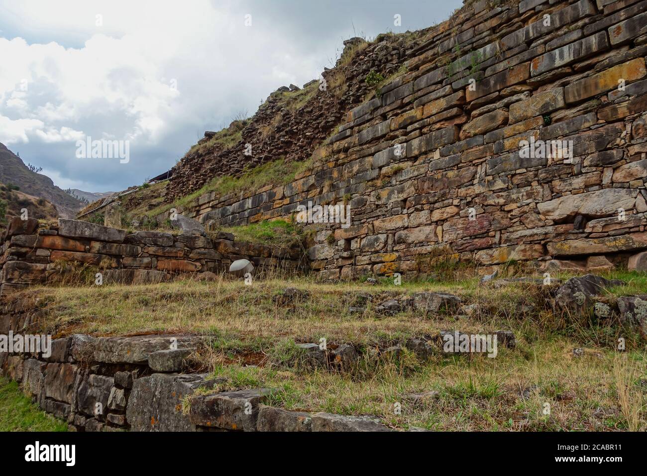Sunny scenery of Chavin de Huantar archaeological site in Peru Stock ...