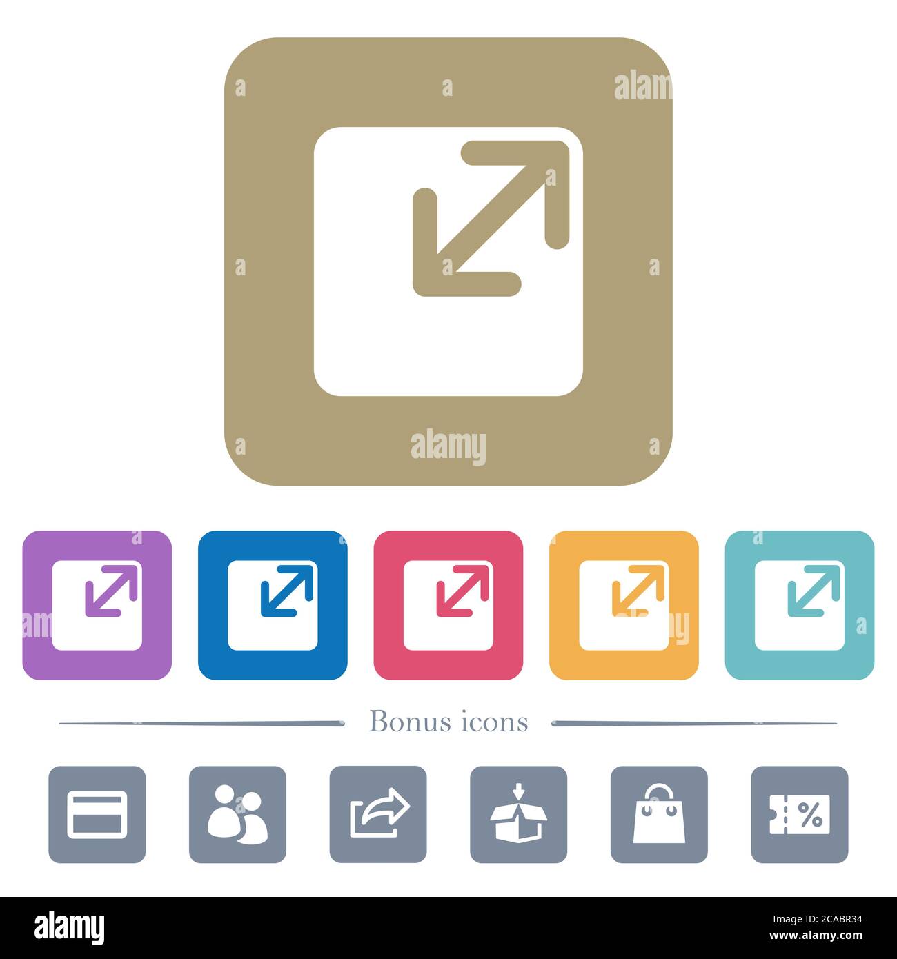 Resize window white flat icons on color rounded square backgrounds. 6 ...