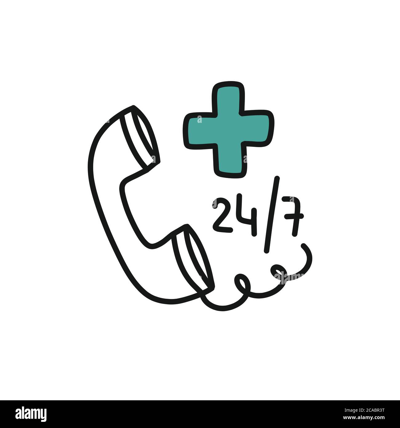emergency call doodle icon, vector illustration Stock Vector Image ...