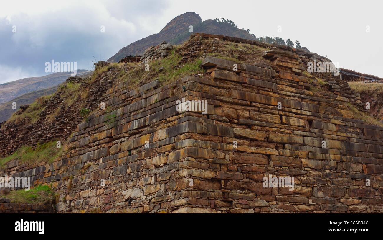 Shot of the ruins at the Archaeological site of Chavin, Peru Stock ...