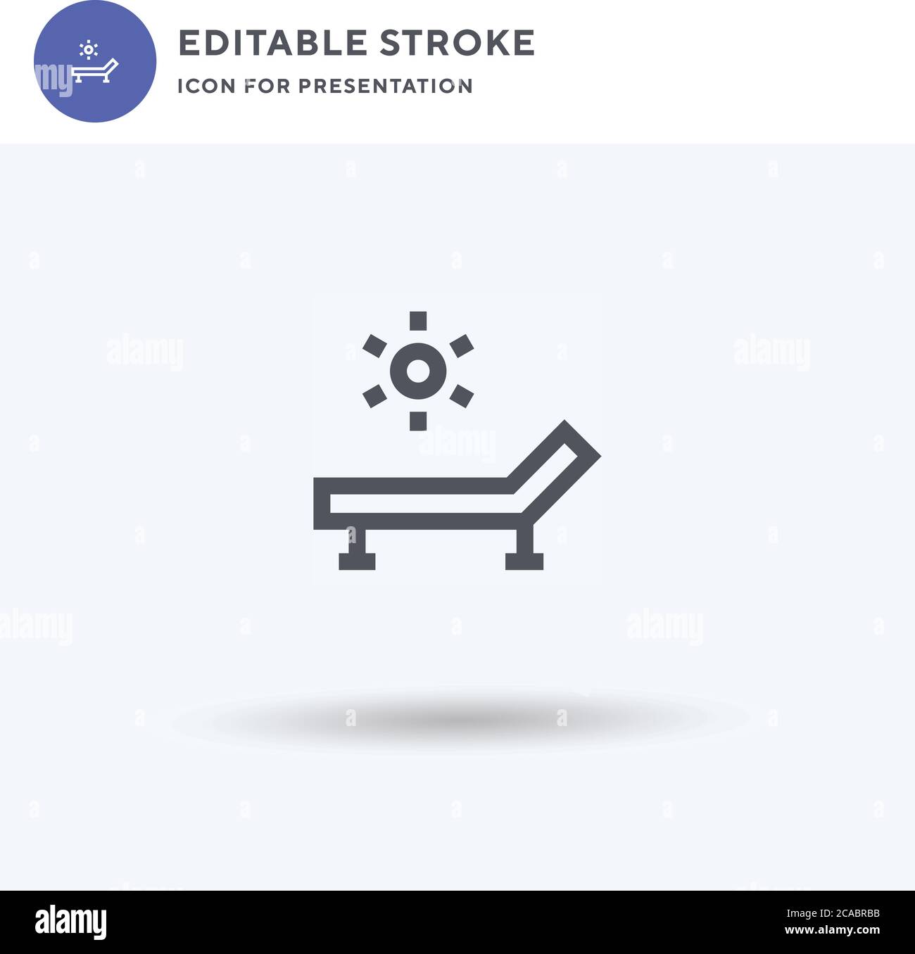 Sunbed icon vector, filled flat sign, solid pictogram isolated on white ...