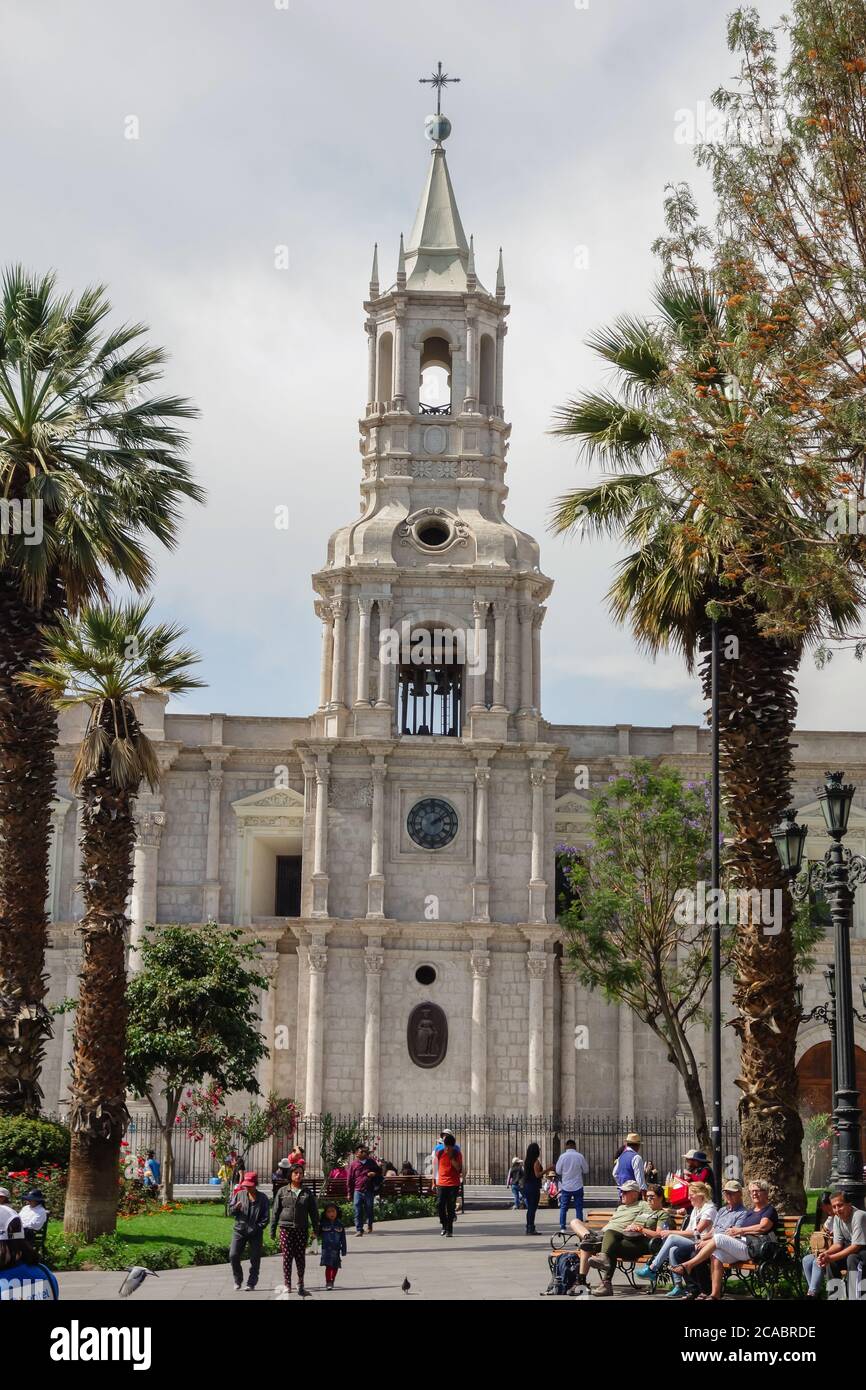 AREQUIPA, PERU - Sep 28, 2019: Old architecture, buildings and ...