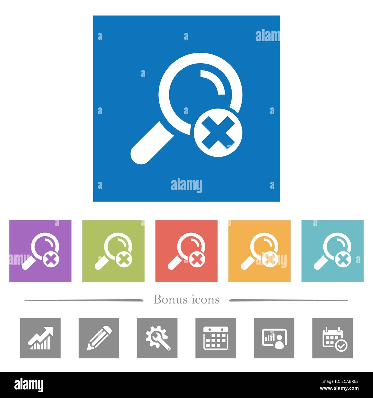 Cancel search flat white icons in square backgrounds. 6 bonus icons ...