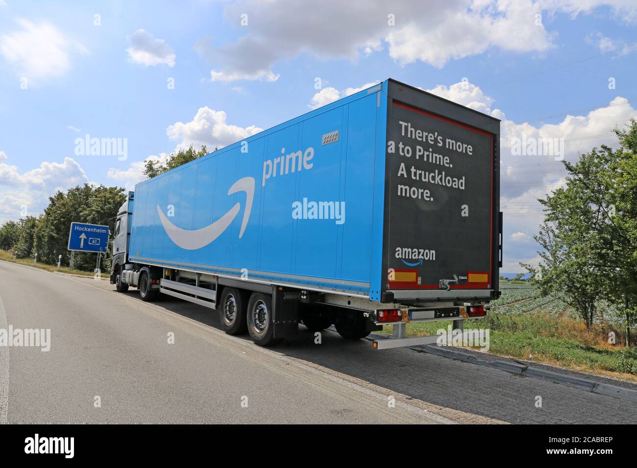Amazon truck in a motorway car park on the A 61 motorway near ...