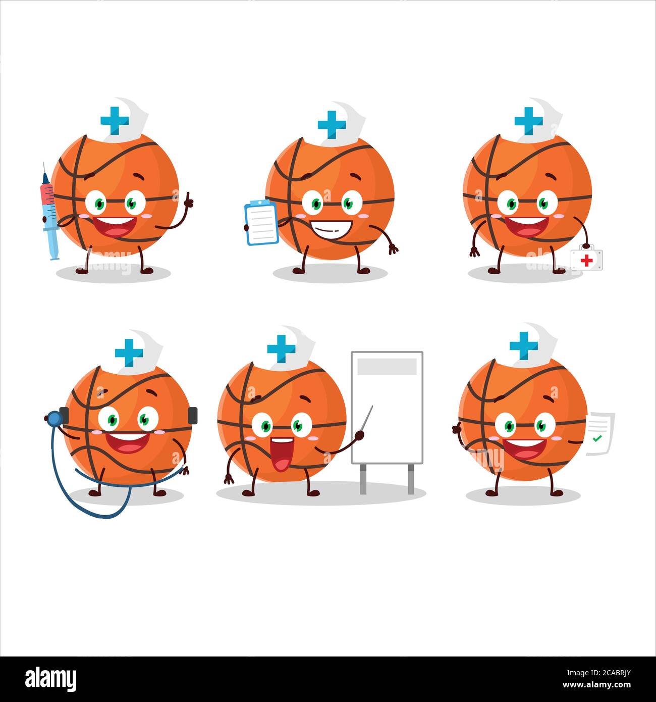 Doctor profession emoticon with basket ball cartoon character Stock ...