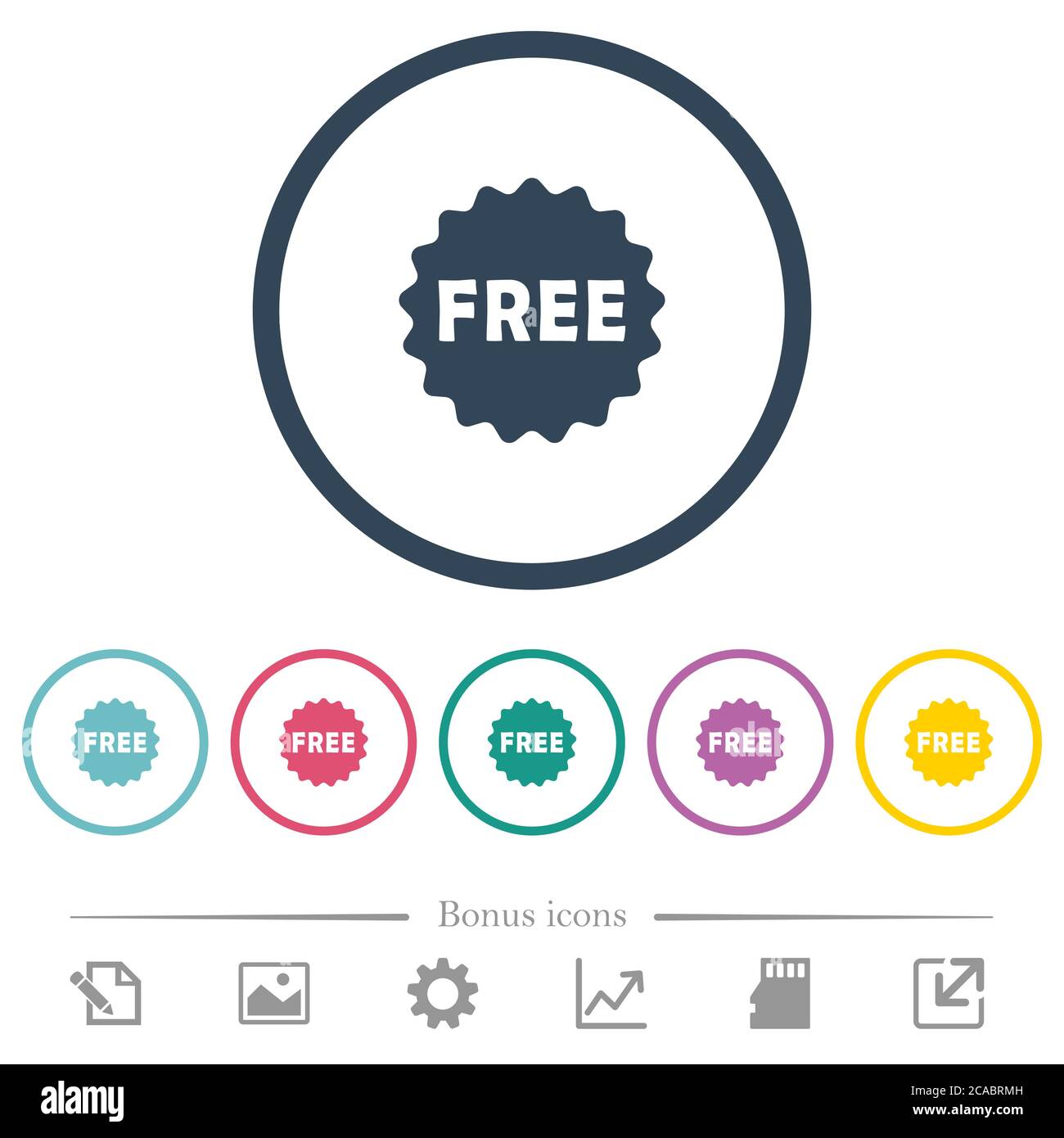 Free sticker flat color icons in round outlines. 6 bonus icons included ...