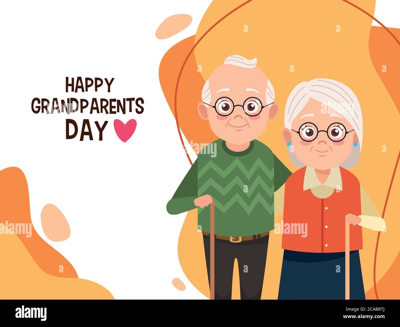 happy grandparents day card with old couple vector illustration design ...