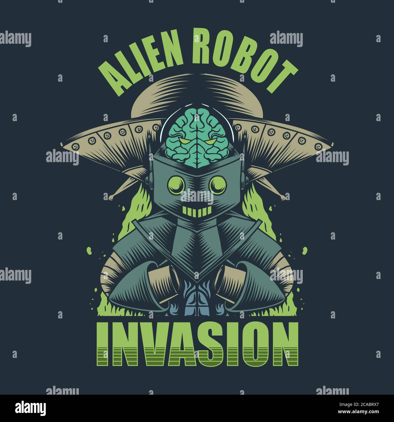 Alien Robot invasion vector illustration for your company or brand ...