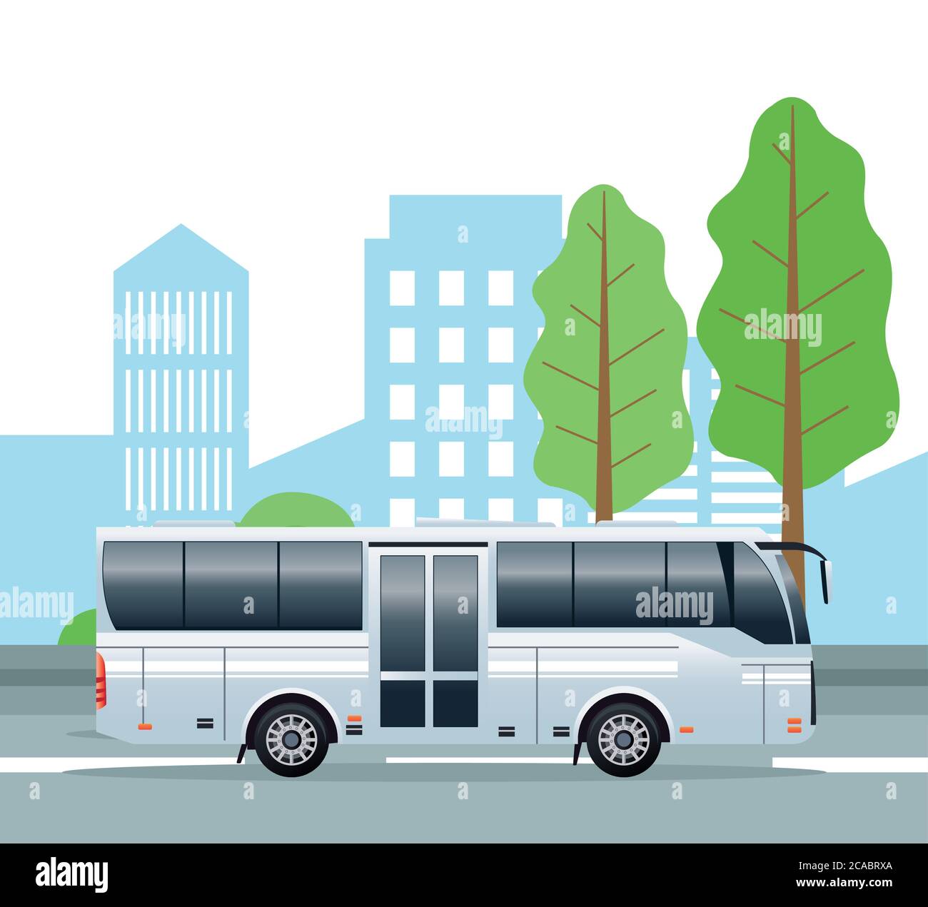 white bus public transport vehicle on the city vector illustration ...