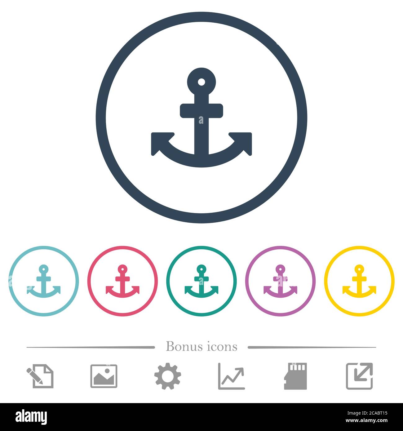 Anchor Flat Color Icons In Round Outlines 6 Bonus Icons Included Stock Vector Image And Art Alamy