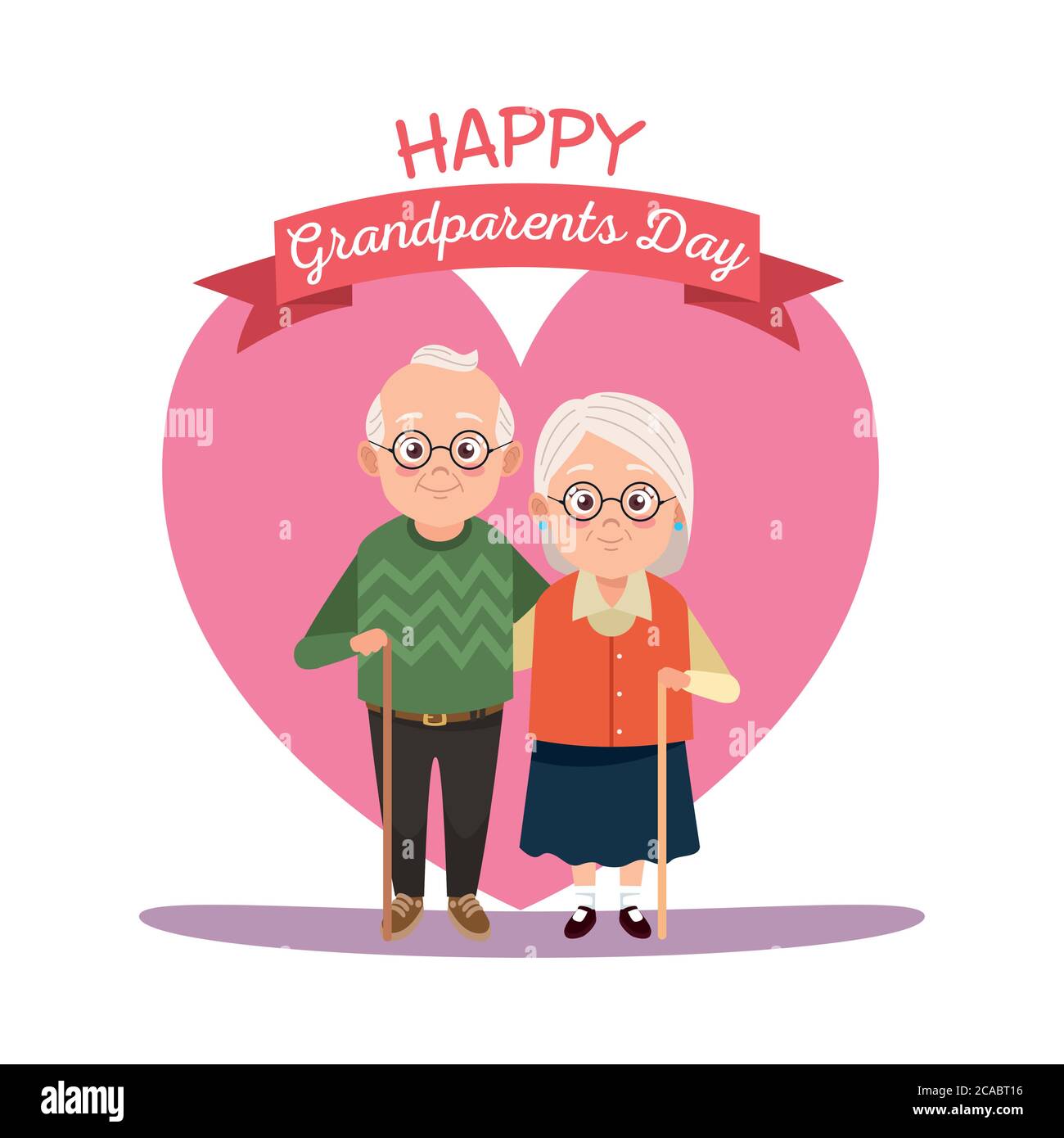 happy grandparents day card with old couple in heart vector ...