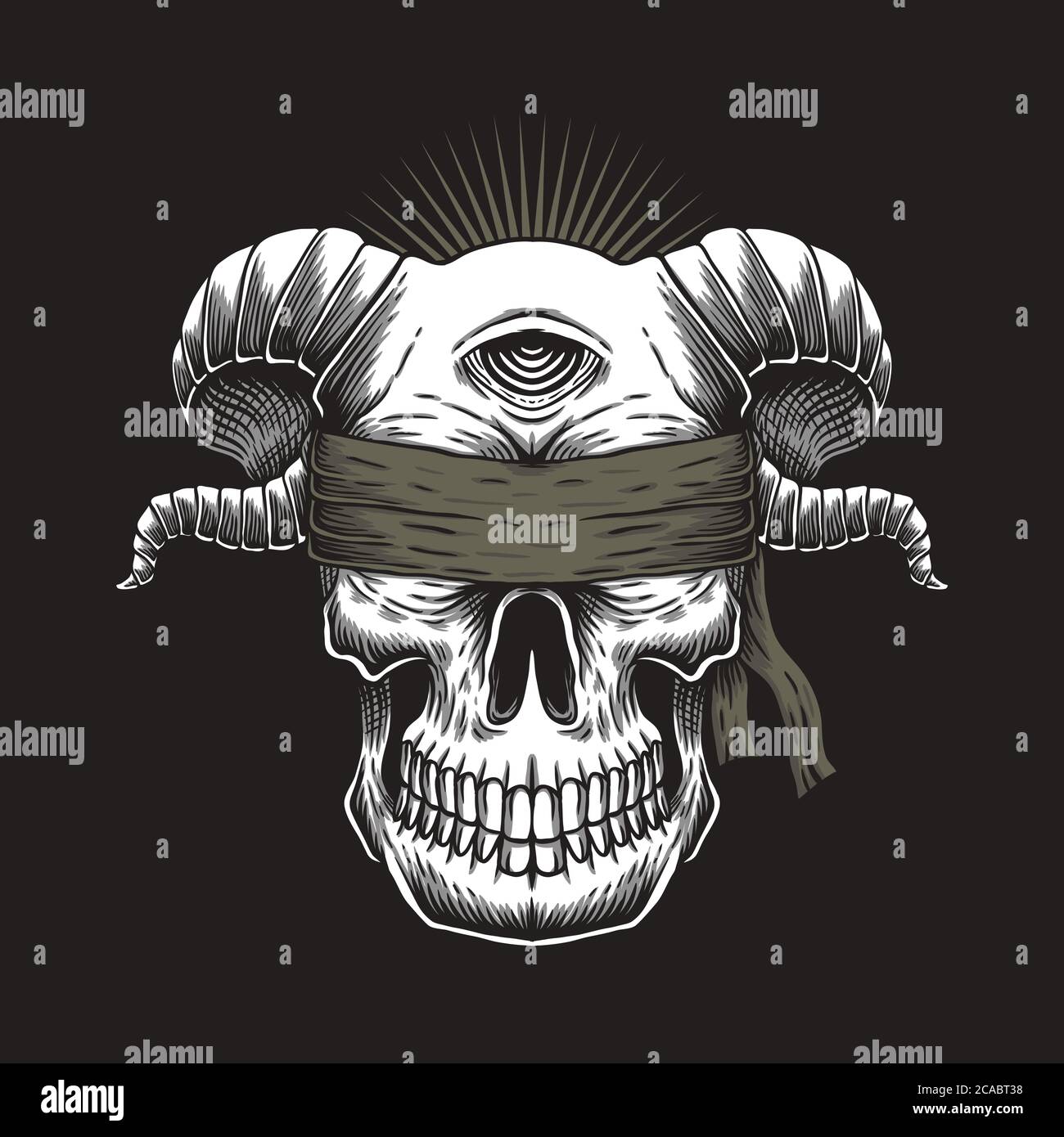 Blind Skull one eye vector illustration for your company or brand Stock ...