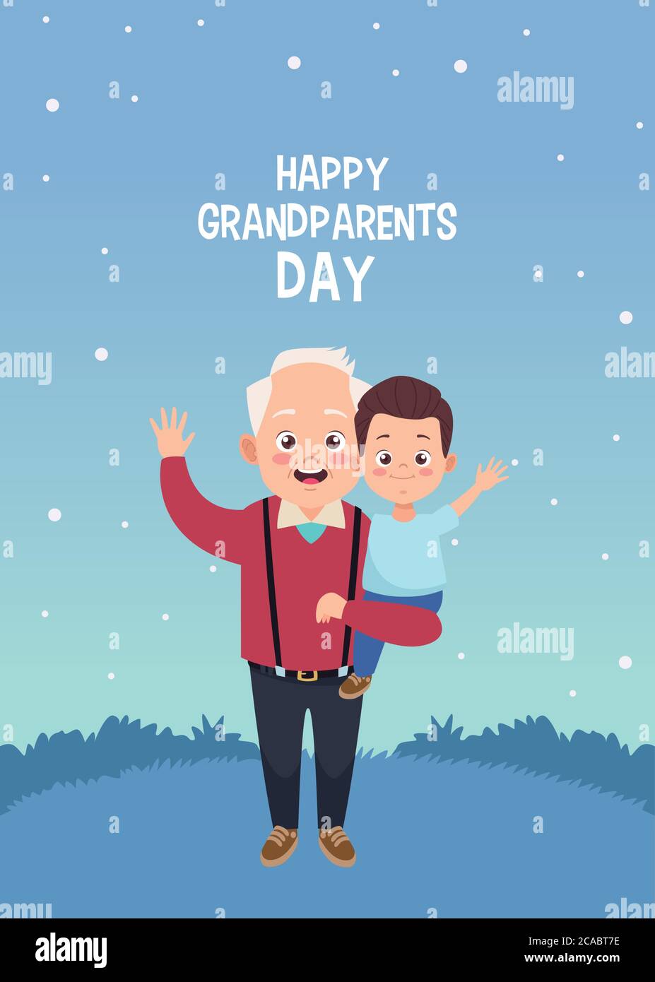 happy grandparents day card with grandfather and grandson vector ...