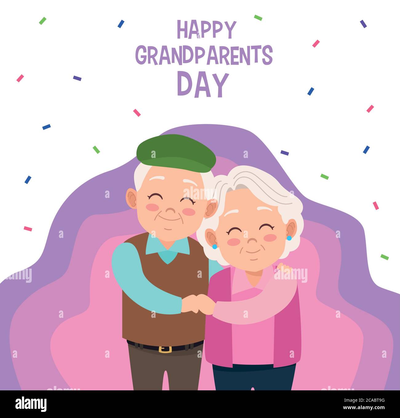 happy grandparents day card with old couple vector illustration design ...
