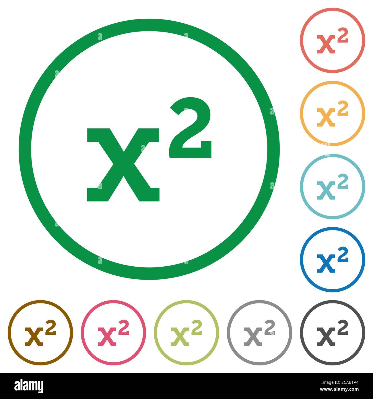 Math exponentiation flat color icons in round outlines on white ...