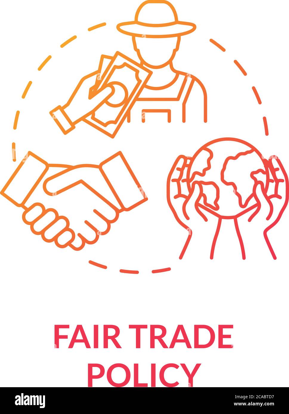 Fair trade policy red gradient concept icon. Professional partnership ...