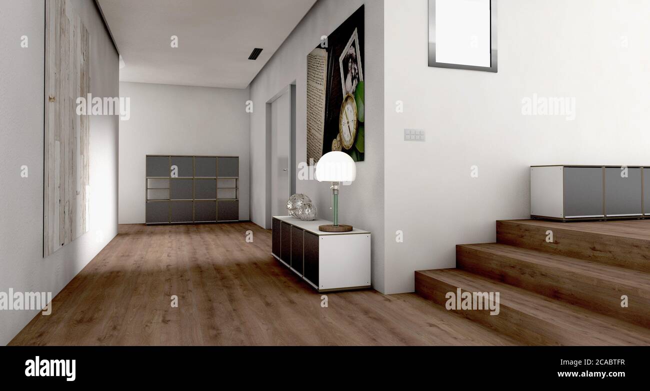 3D rendering of modern luxurious interior design at daytime Stock Photo ...