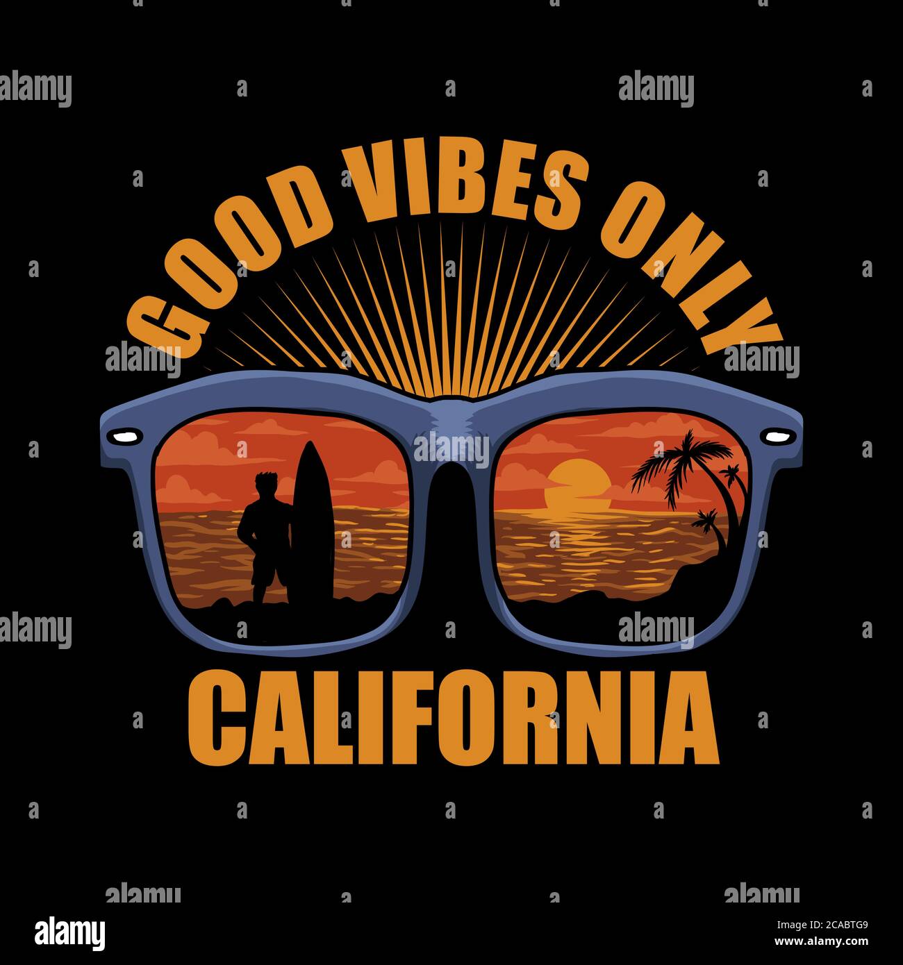GOOD VIBES ONLY CALIFORNIA VECTOR ILLUSTRATION FOR YOUR COMPANY OR ...
