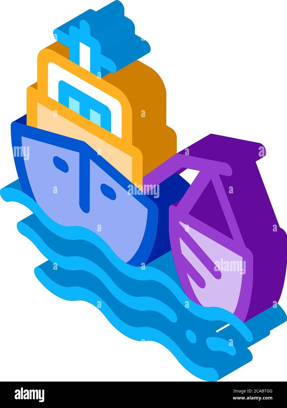 fishing ship isometric icon vector illustration Stock Vector Image ...